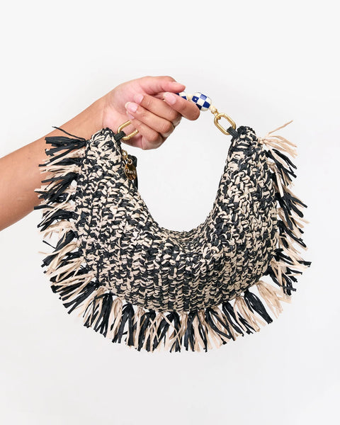Raffia Fringe Lune Clutch – maeree